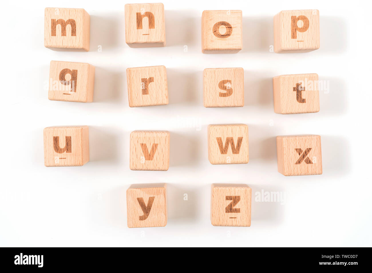 Alphabet on wood ,white background Stock Photo - Alamy