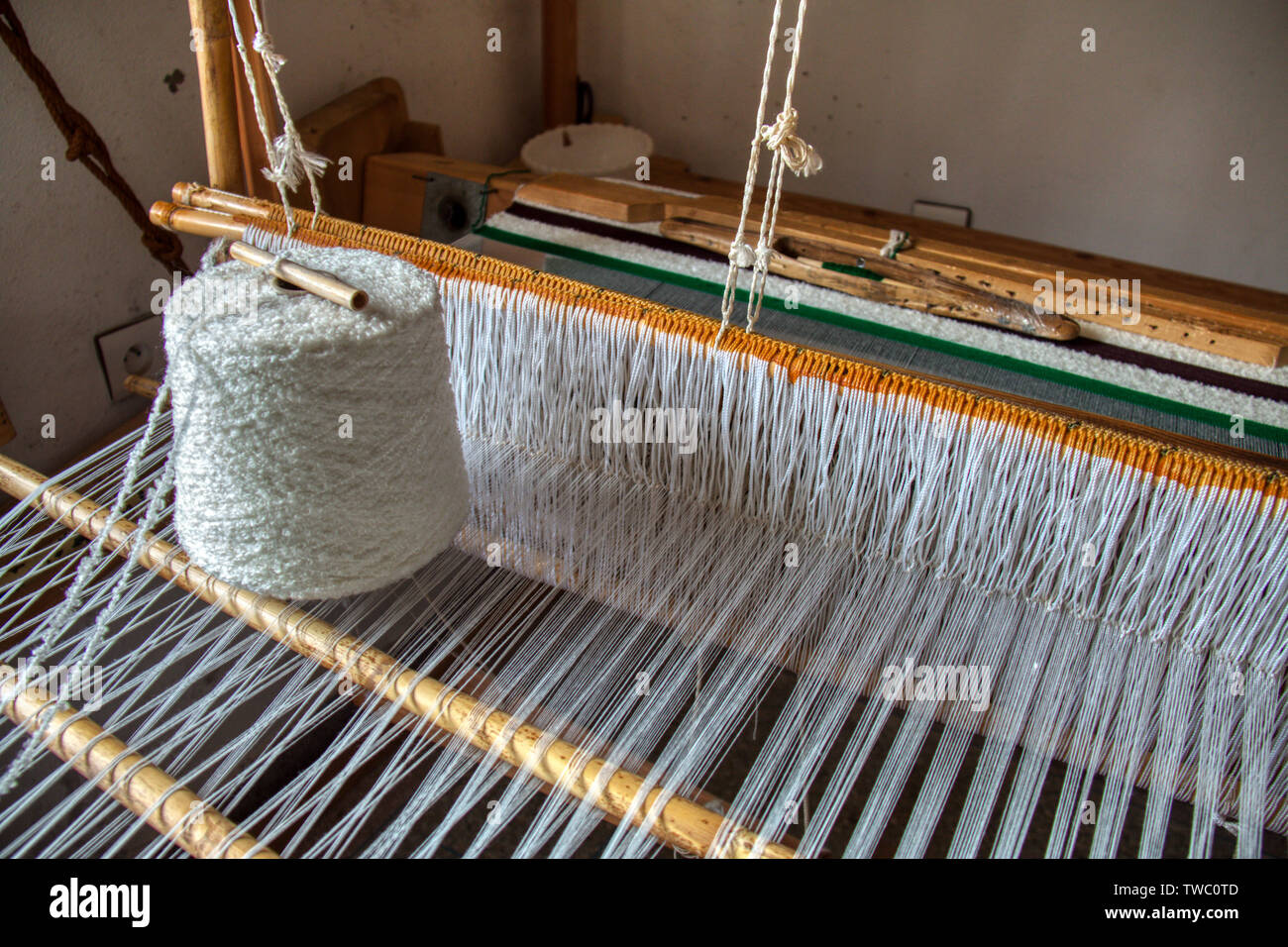 Detail of an old traditional loom. Image captured in Morocco Stock ...
