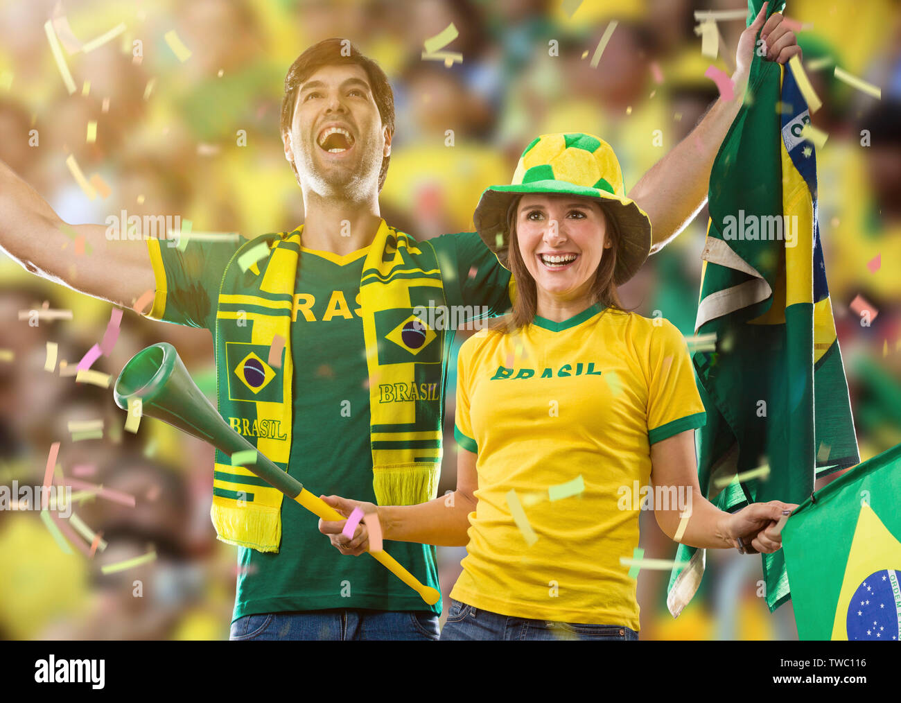 Cheering brazilian national flag hi-res stock photography and images ...