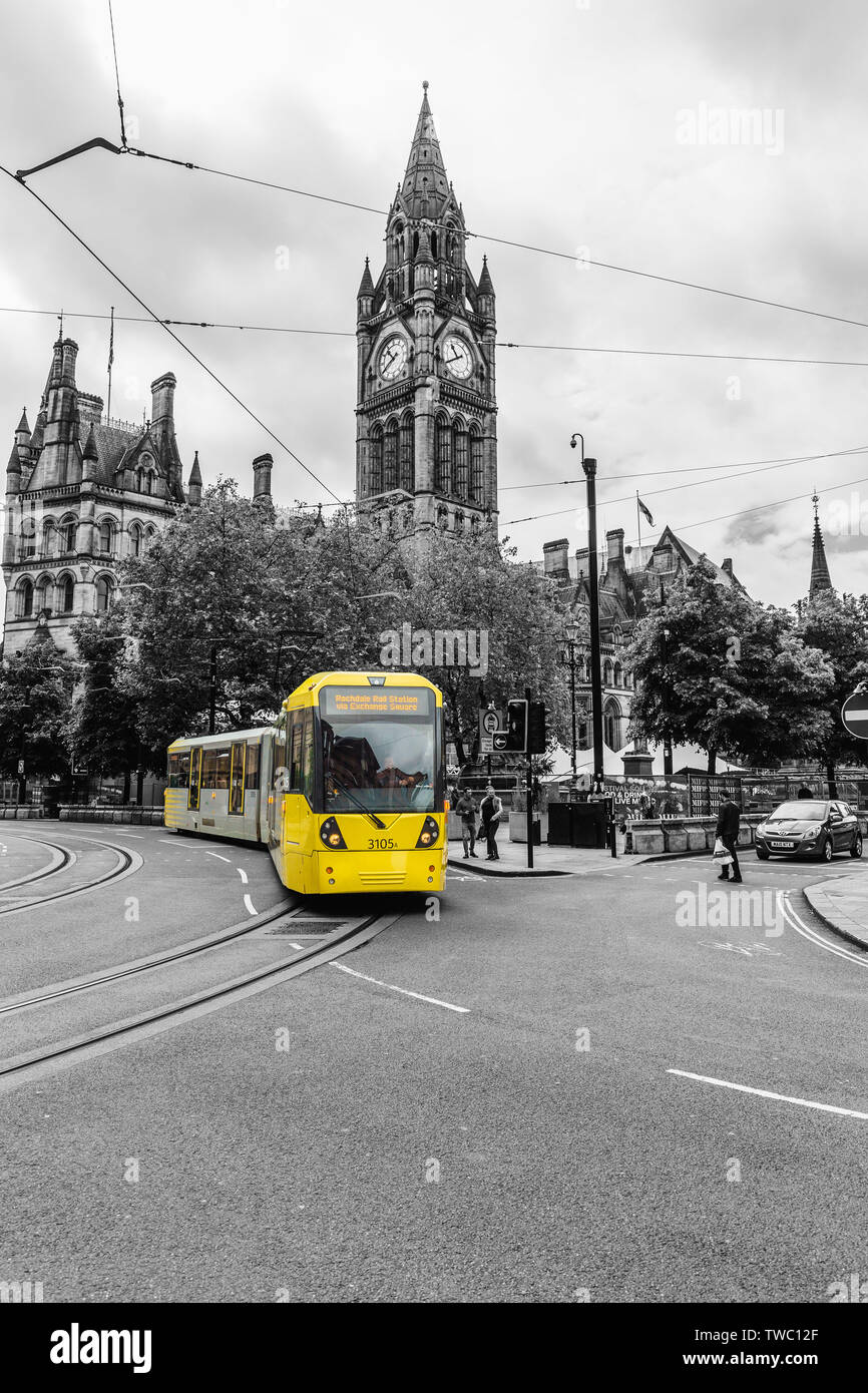 Manchester Metrolink & Town Hall Stock Photo - Alamy