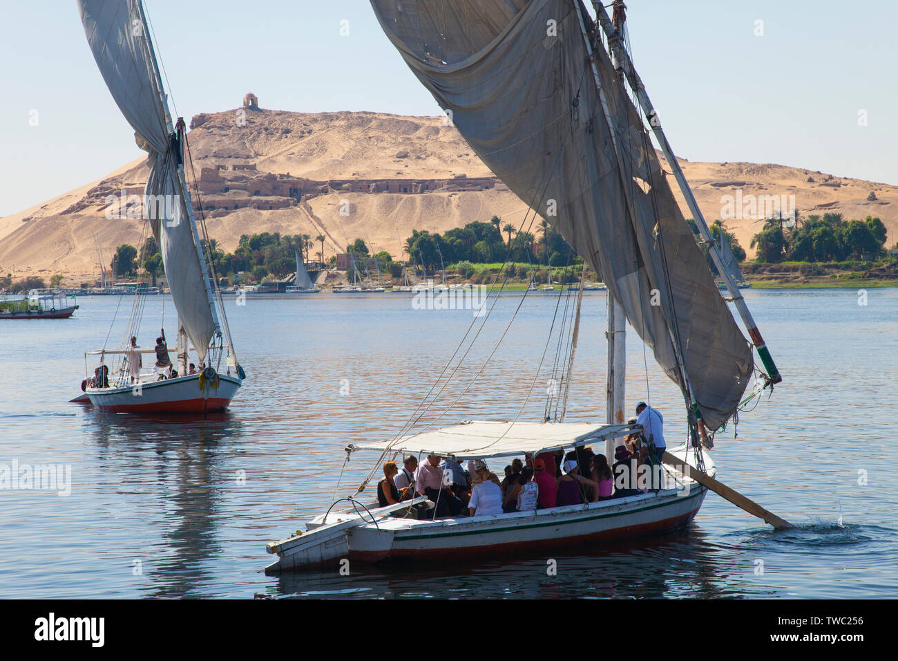Faluca, Assuan, Valle del Nilo, Egipto Stock Photo - Alamy