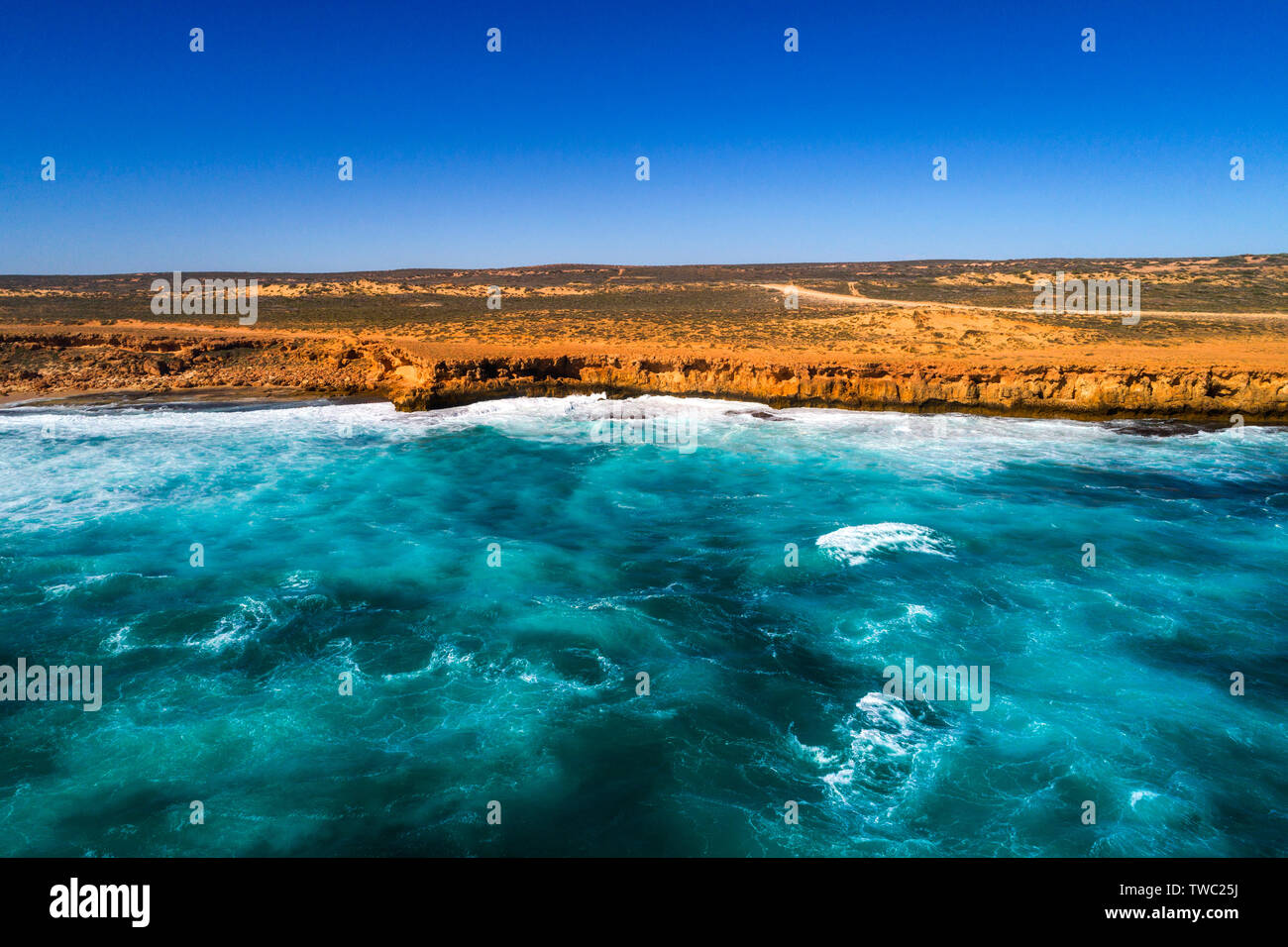 Aerial view of the Quobba coastline, Northwest Australia Stock Photo ...
