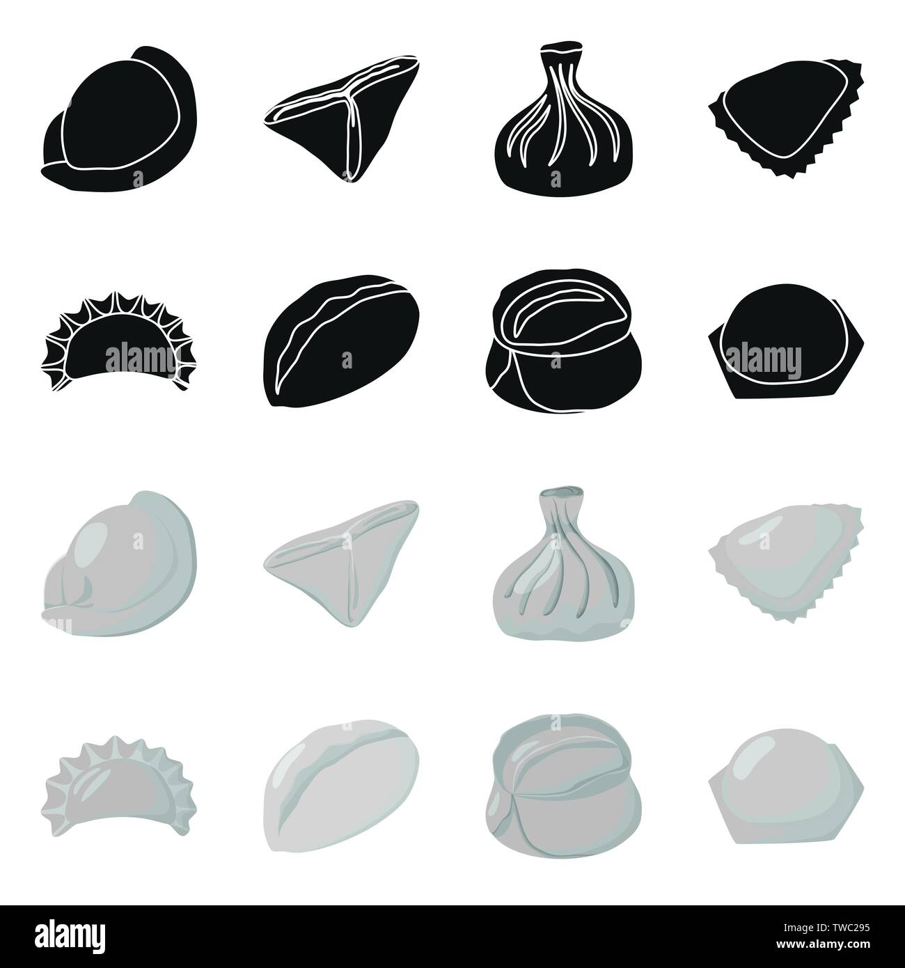 Vector design of products and cooking sign. Collection of products and ...