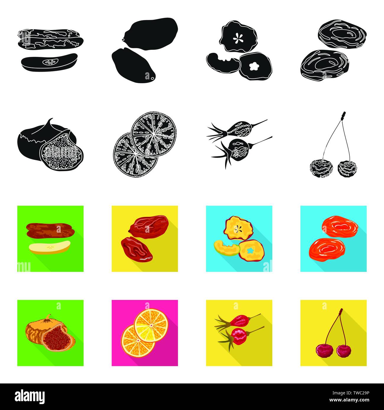 Vector illustration of food and raw logo. Set of food and nature stock ...
