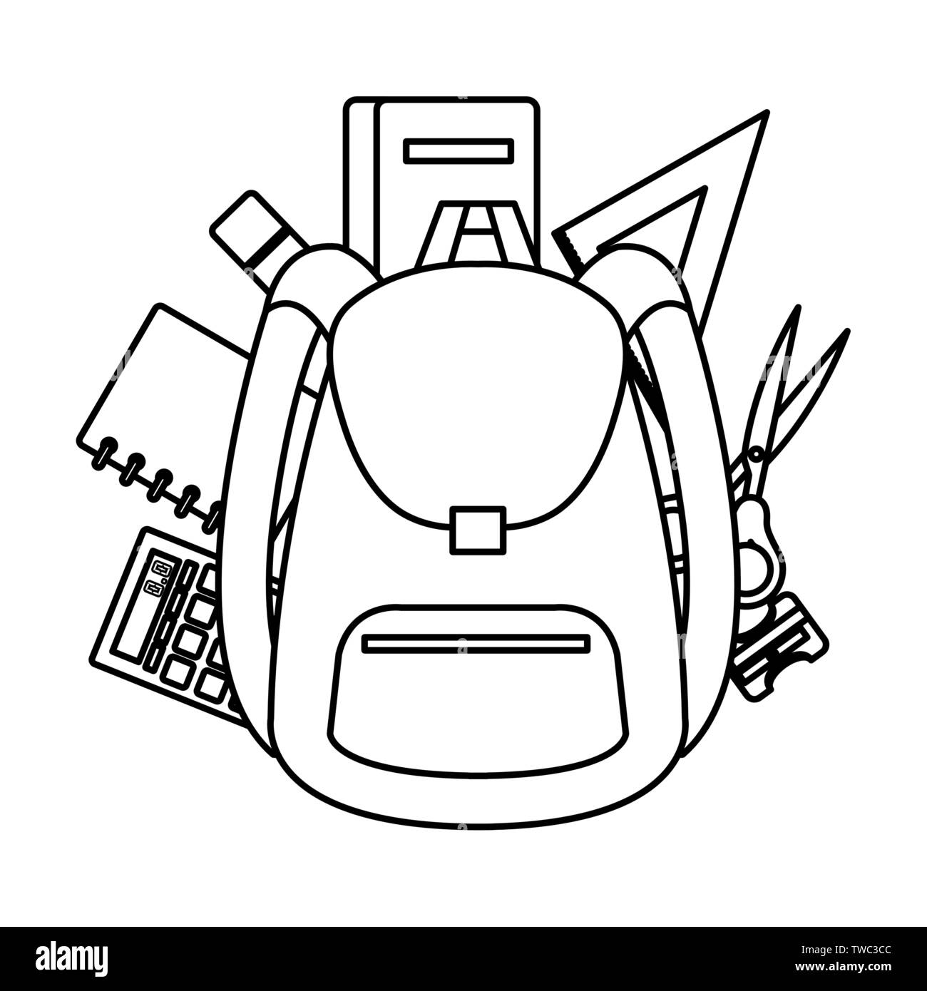 school bag with supplies icons Stock Vector Image & Art - Alamy