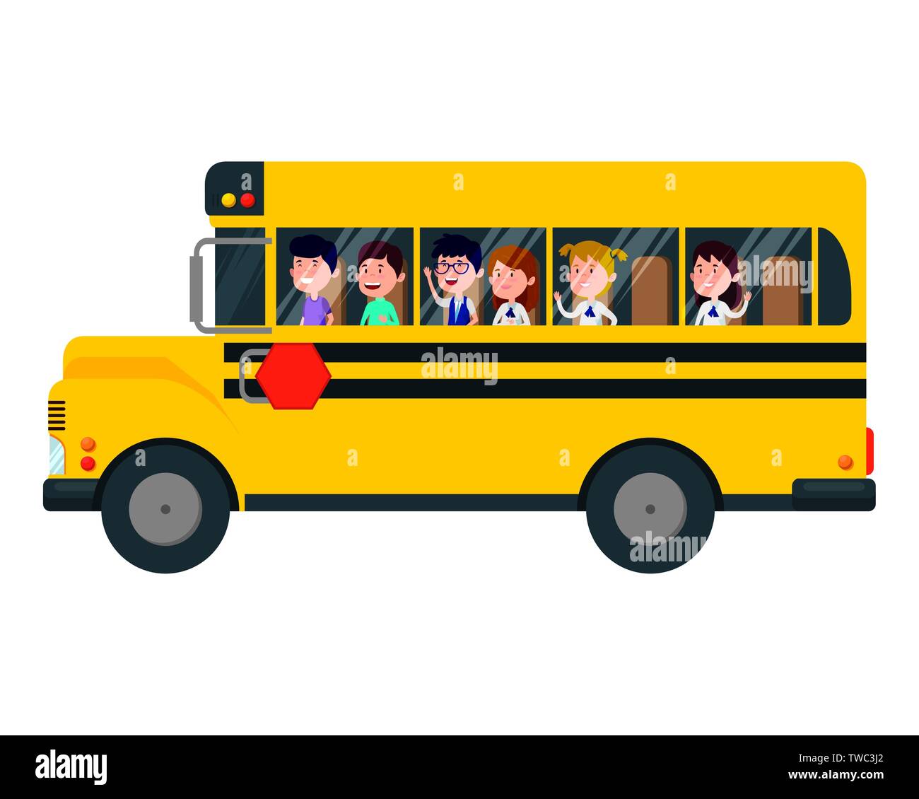 school bus transport with group of kids Stock Vector Image & Art - Alamy