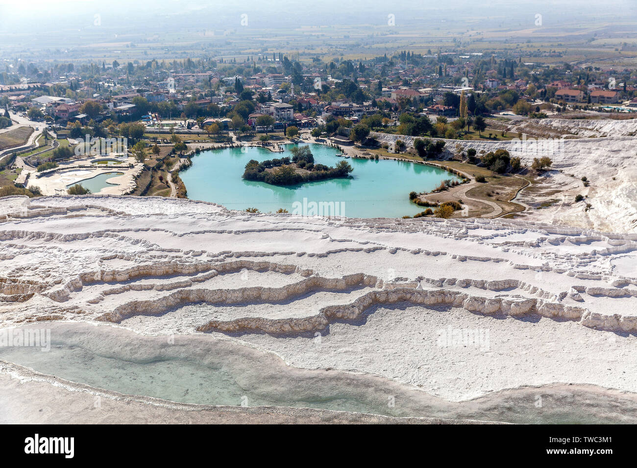 White travertines in the ancient city of Hierapolis in Pamukkale, Turkey Stock Photo - Alamy