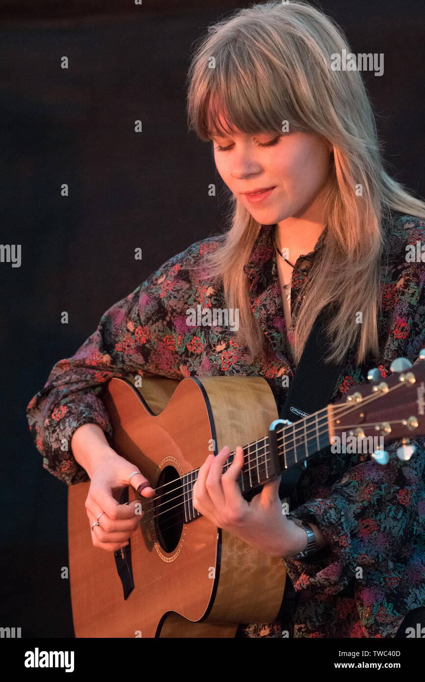 Katie Spencer folk singer playing live on stage at the Gate to ...