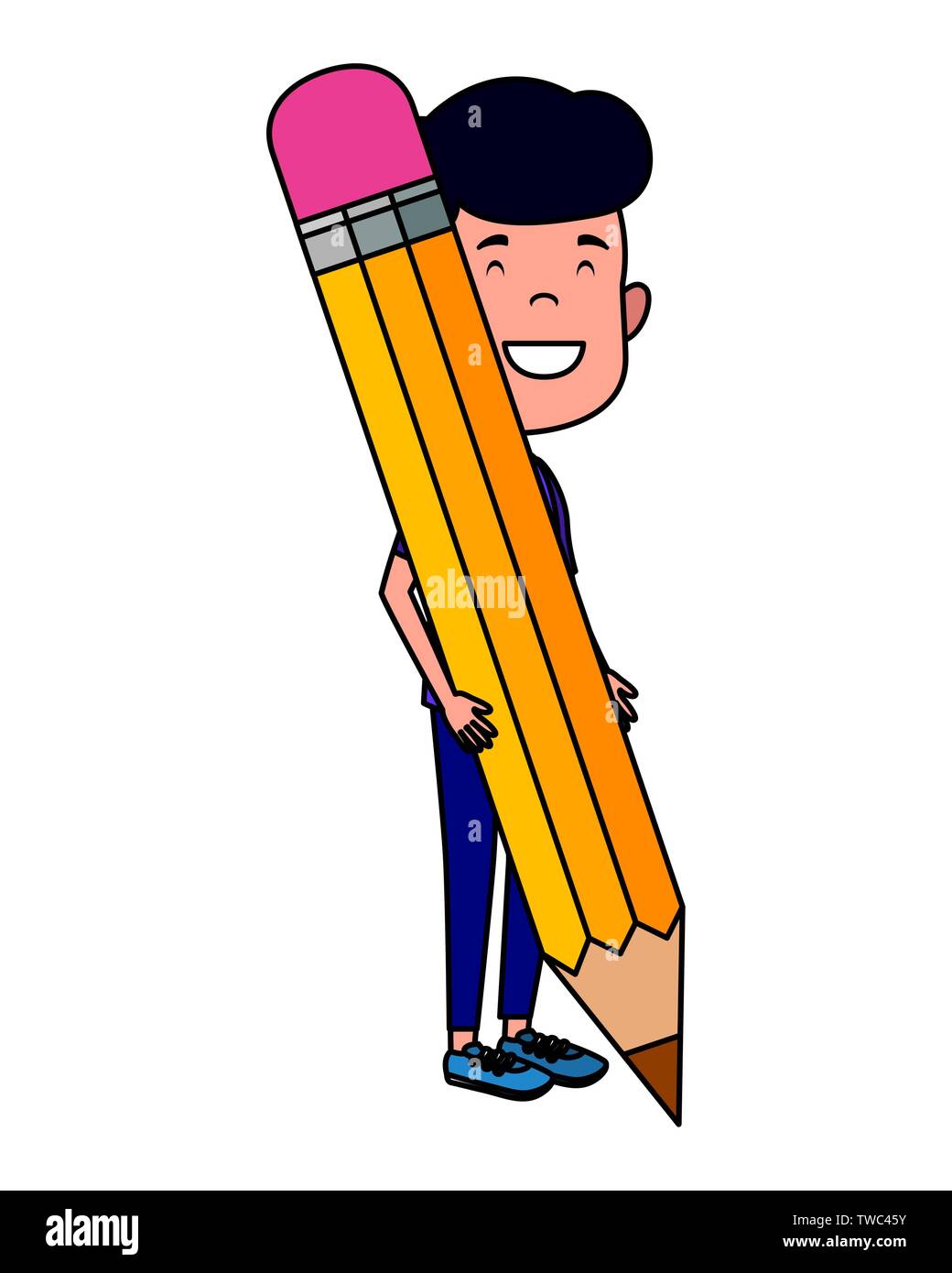 happy student boy writing with pencil Stock Vector Image & Art - Alamy