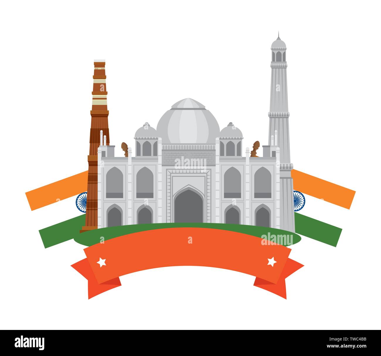 taj mahal indian building with flags Stock Vector Image & Art - Alamy