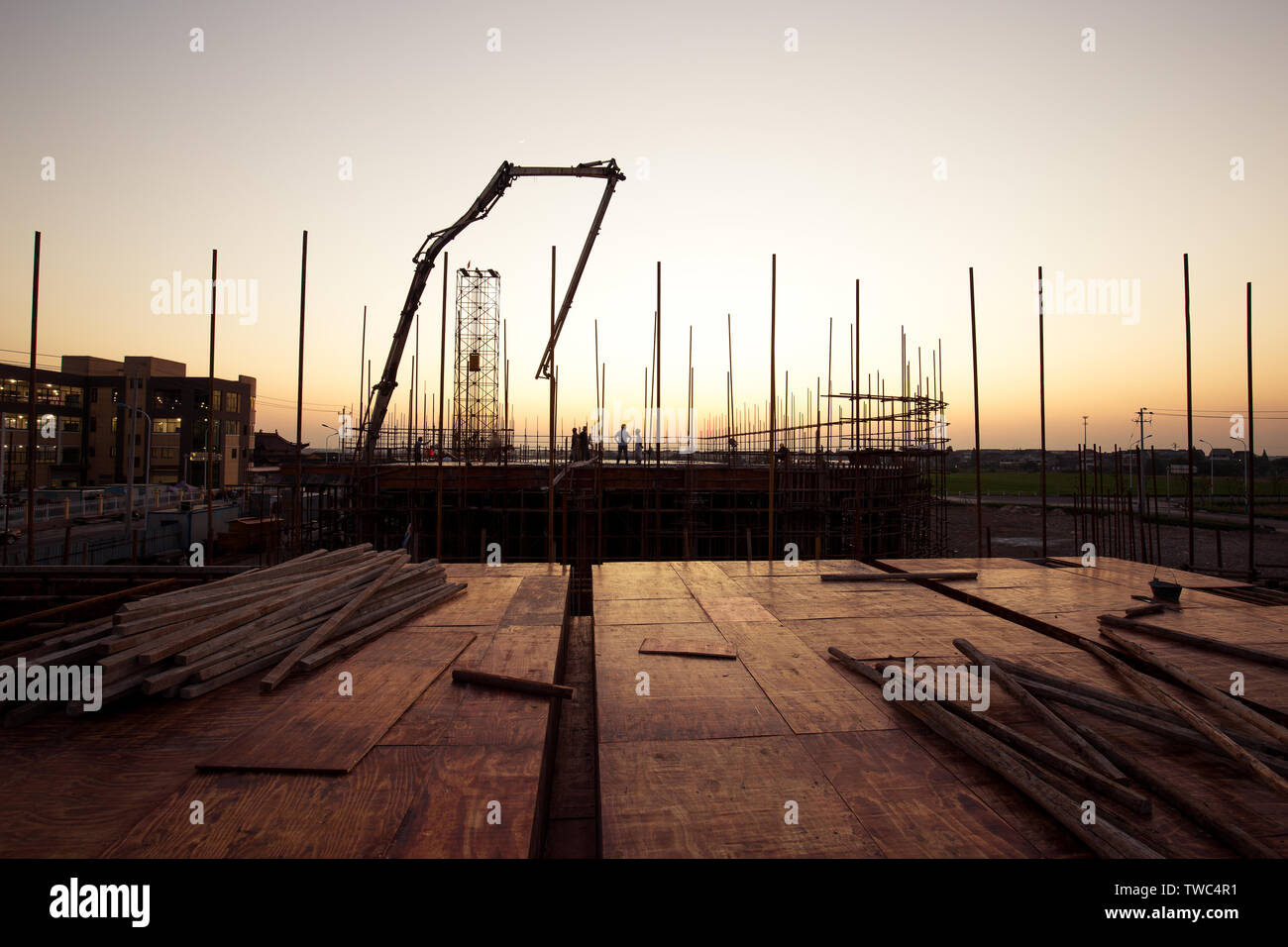 Steel structure on construction site Stock Photo - Alamy