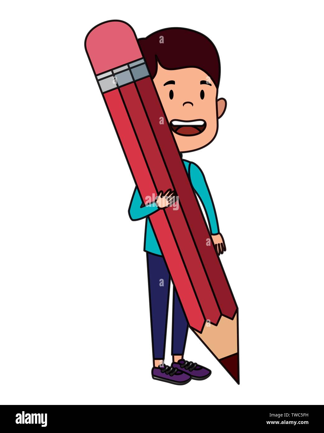 happy student boy writing with pencil Stock Vector Image & Art - Alamy