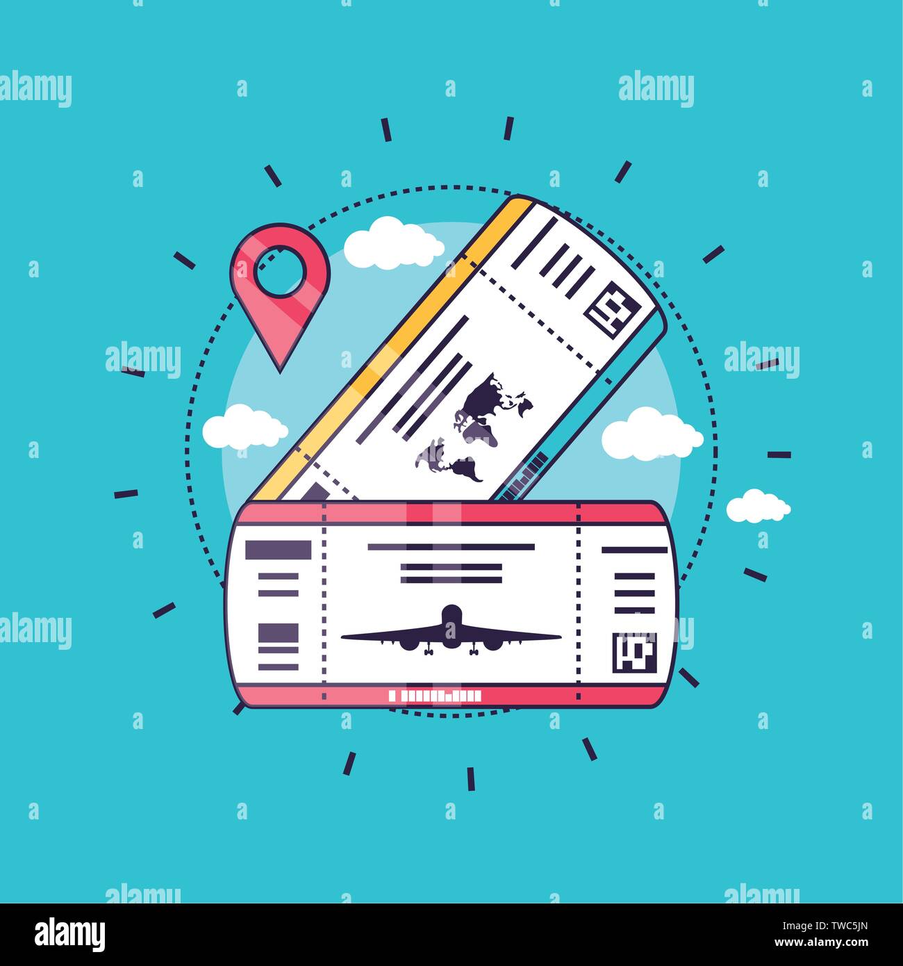 Tickets and gps design, Travel trip airport vacation journey holiday ...