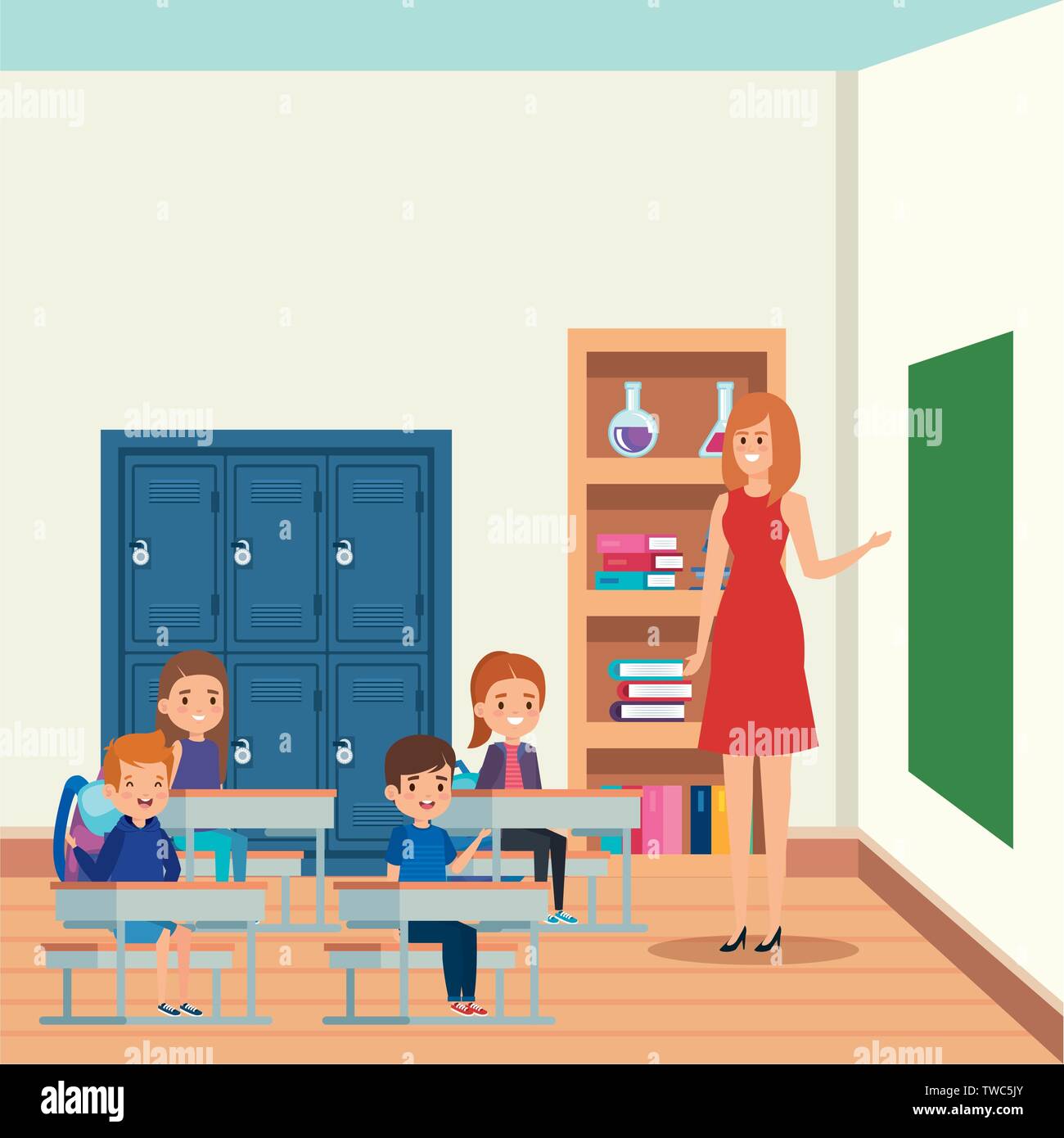 Students indoors Stock Vector Images - Alamy