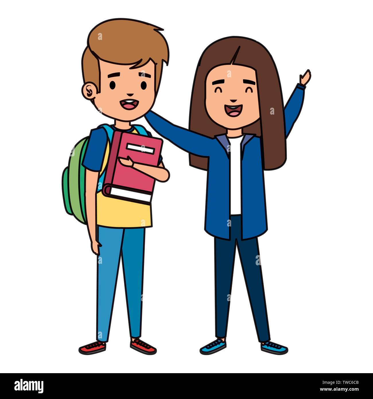 happy little students couple characters Stock Vector Image & Art - Alamy
