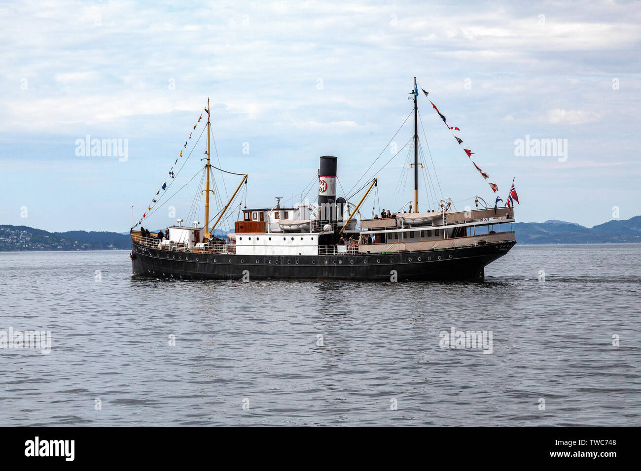 Veteran steam ship Stord 1 (built 1913) at Byfjorden, outside port of ...