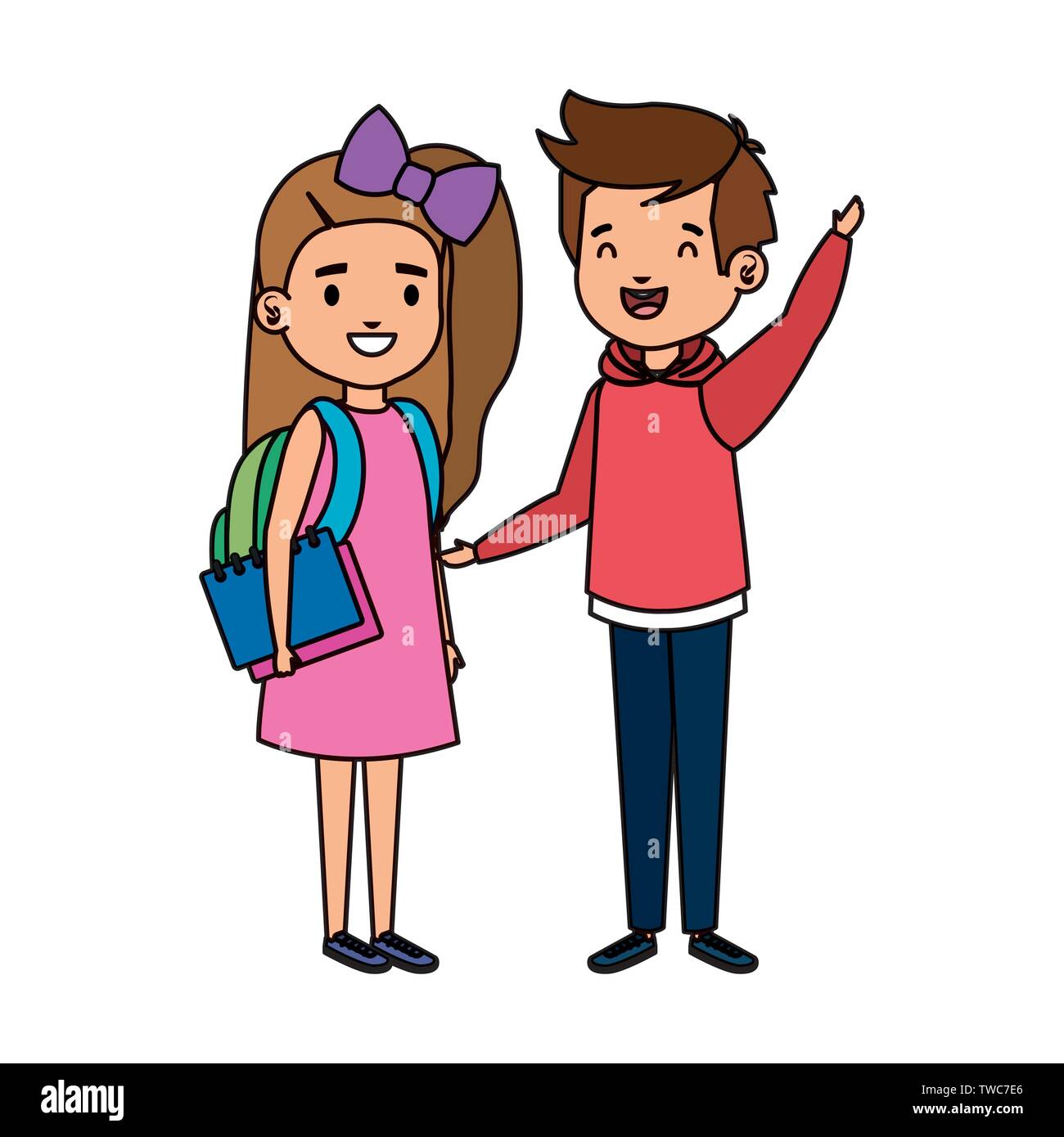 happy little students couple characters Stock Vector Image & Art - Alamy