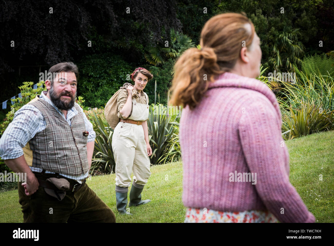 Actors Rory Wilton; Emily Faulkner and Bec Applebee performing in a ...
