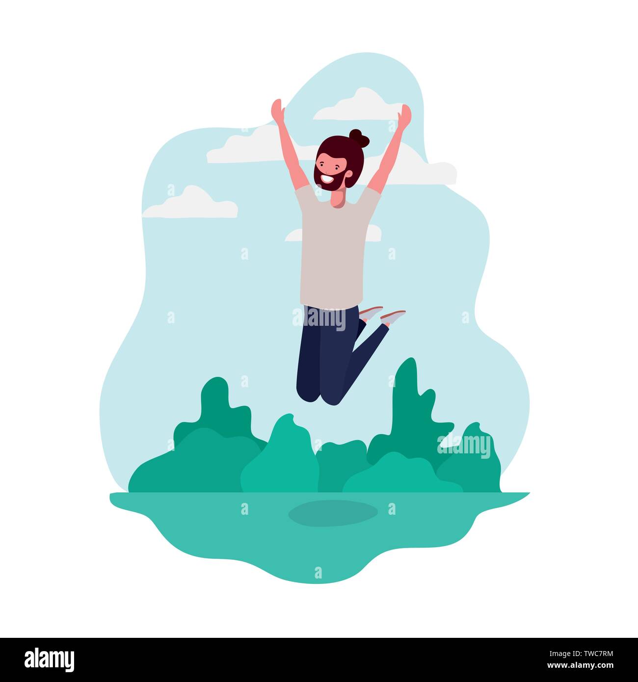 man dancing in landscape with trees and plants Stock Vector Image & Art ...