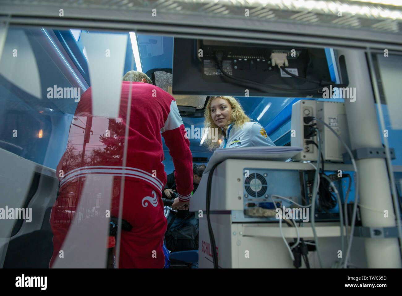 Olympic mobile testing vehicle Stock Photo - Alamy