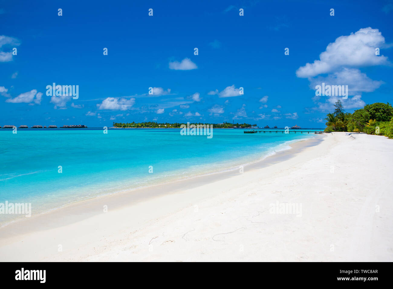 The beautiful landscape of the deserted Indian Ocean sandy beach ...