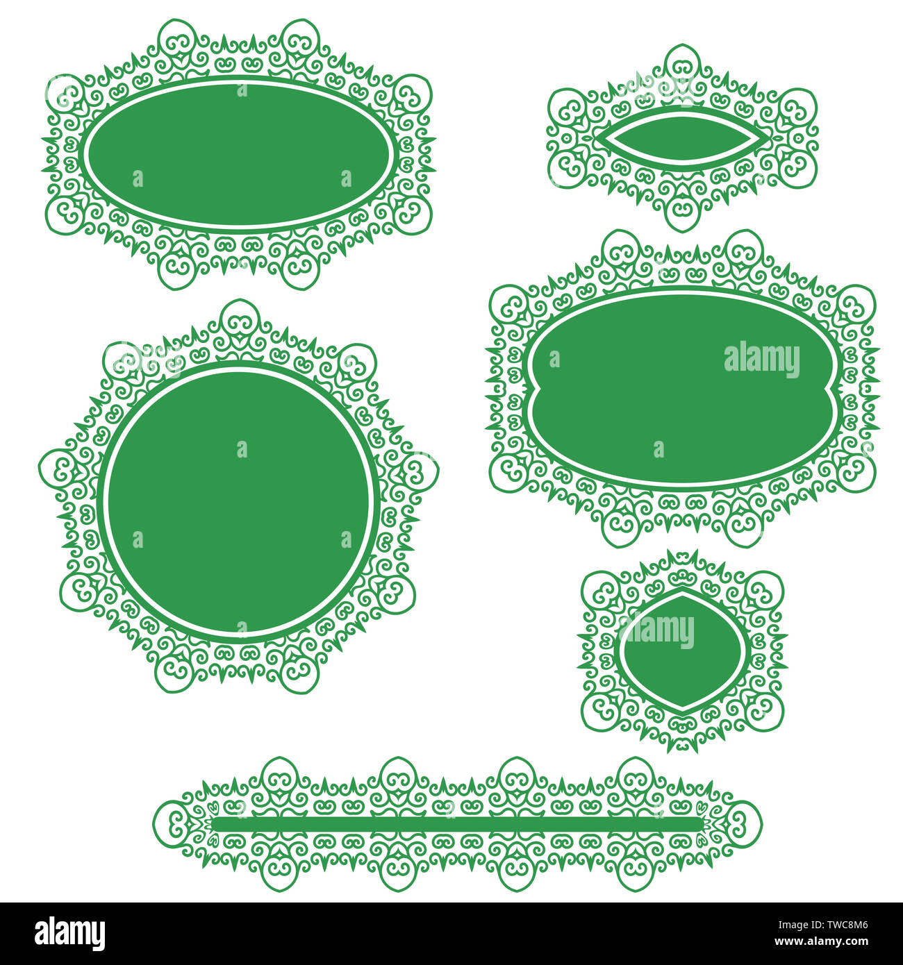 Green Floral Frame and Logo Set for Cosmetics Stock Photo - Alamy