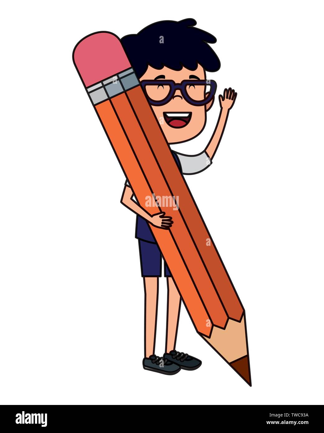 happy student boy writing with pencil Stock Vector Image & Art - Alamy
