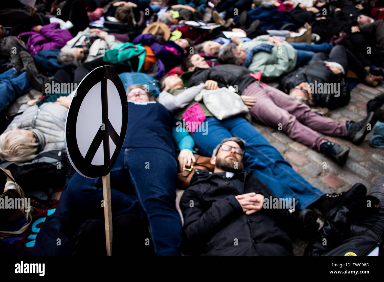 London, 3rd May, 2019 - Crowds holding CND anti-Nuclear signs in ...