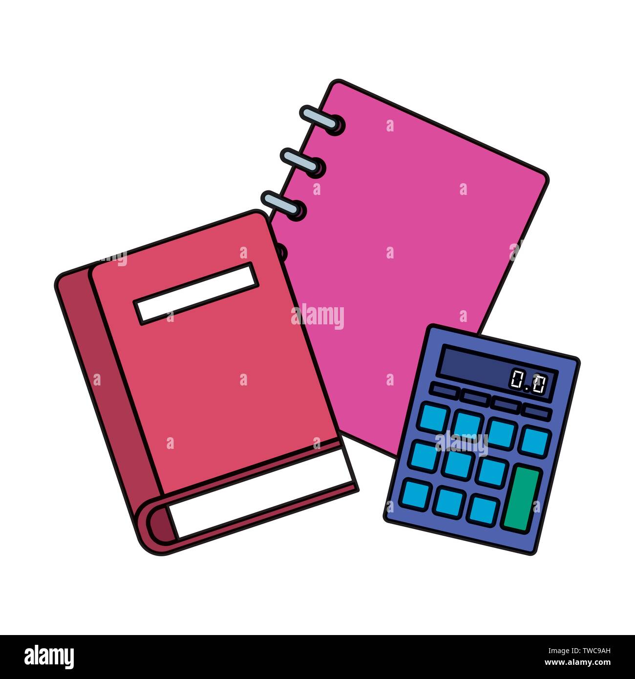 note books school and calculator math Stock Vector Image & Art - Alamy