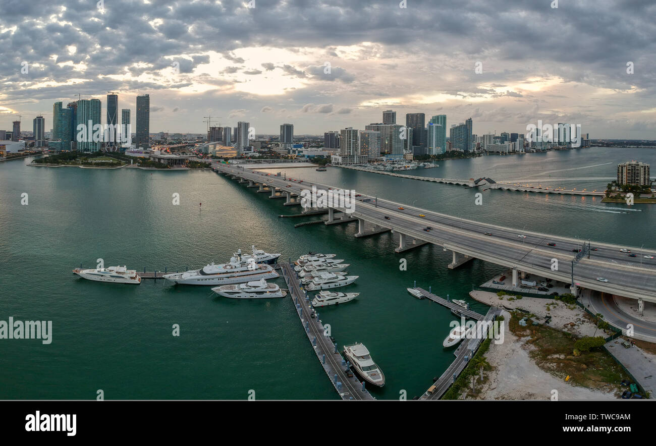 Aerial view of Bay in Miami Florida Stock Photo - Alamy