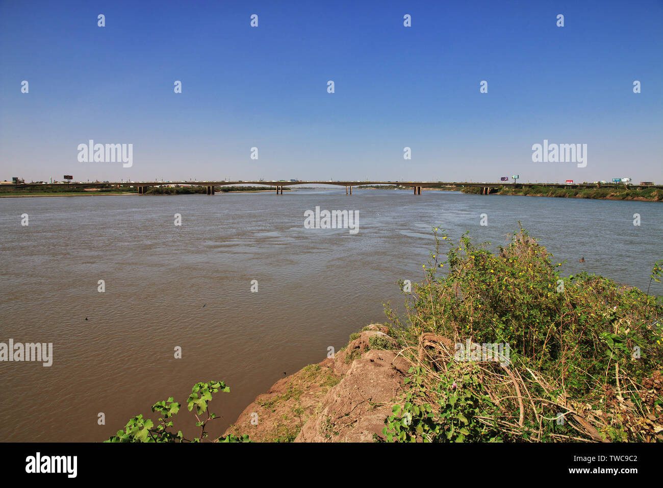 Confluence of the White Nile and Blue Nile rivers in Khartoum, Sudan ...