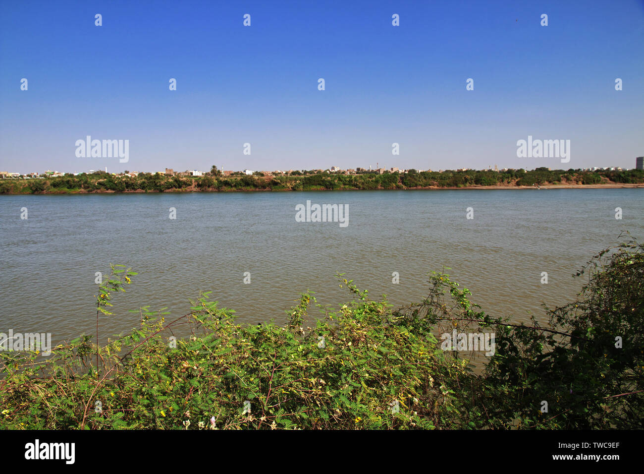 Confluence of the White Nile and Blue Nile rivers in Khartoum, Sudan ...