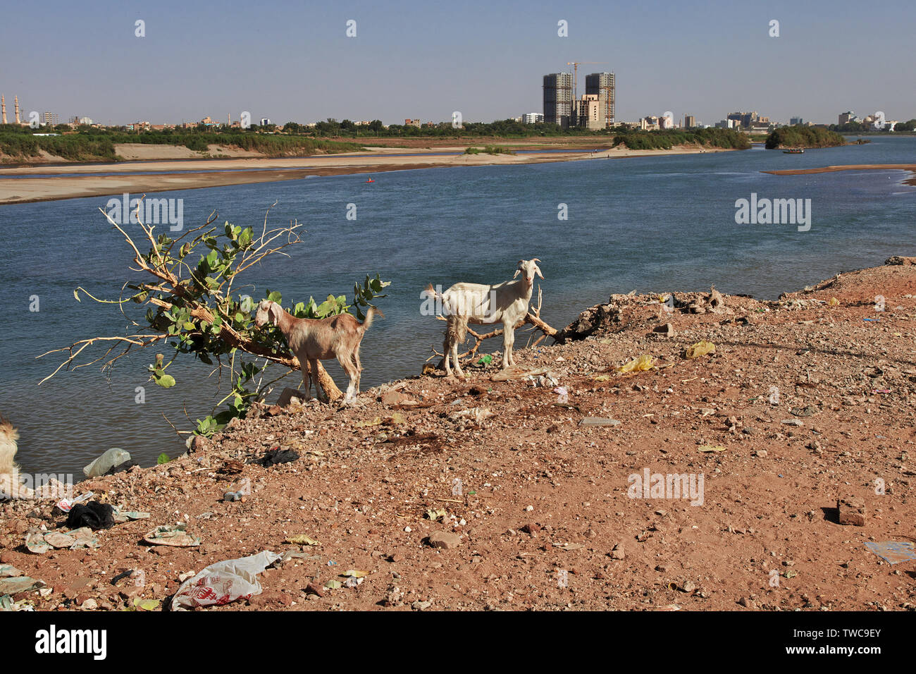 Confluence of the White Nile and Blue Nile rivers in Khartoum, Sudan ...
