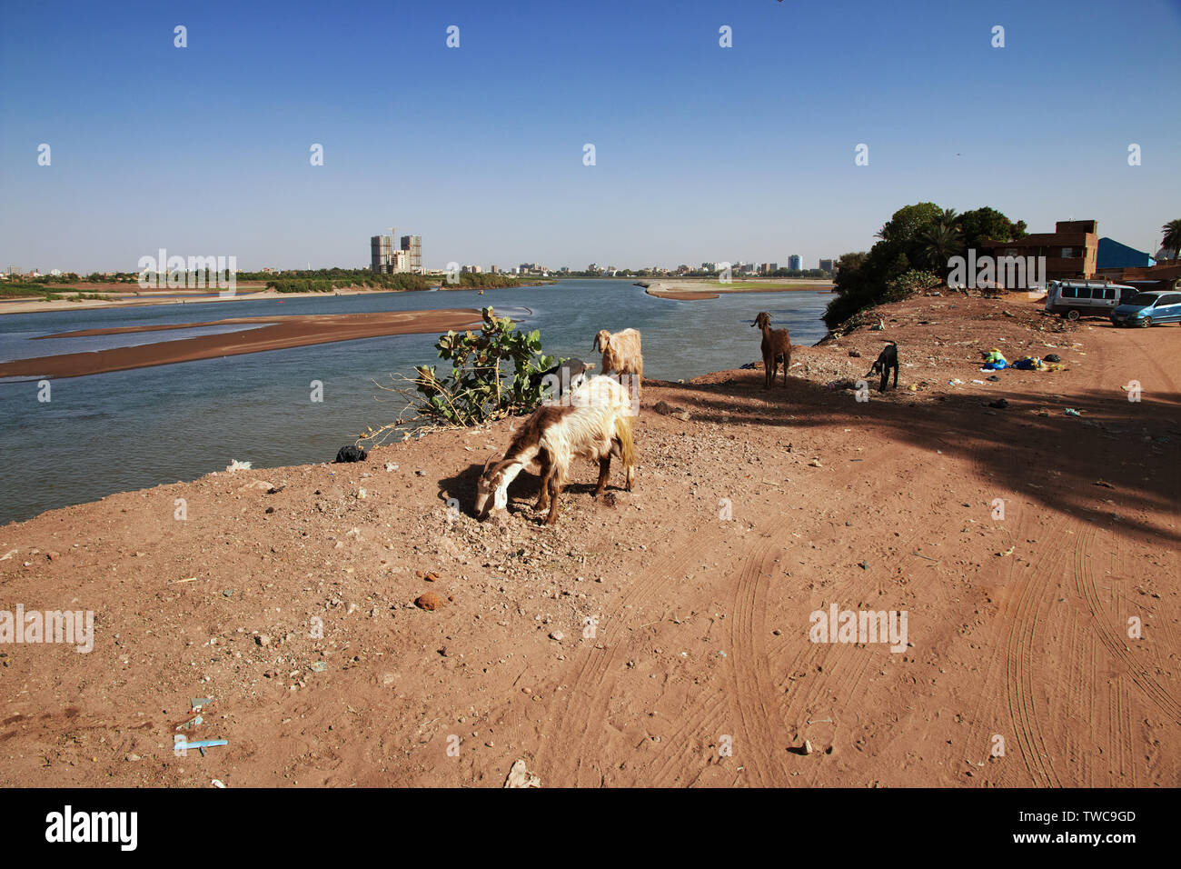 Confluence of the White Nile and Blue Nile rivers in Khartoum, Sudan ...