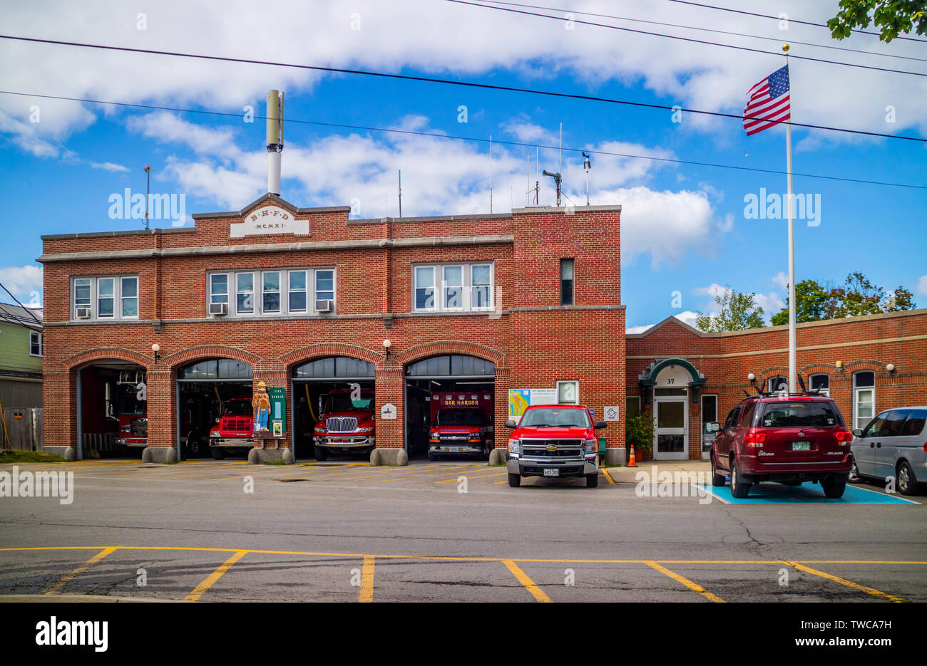 Bar Harbor, ME, USA - August 19, 2018: The BHFD fire department Stock ...