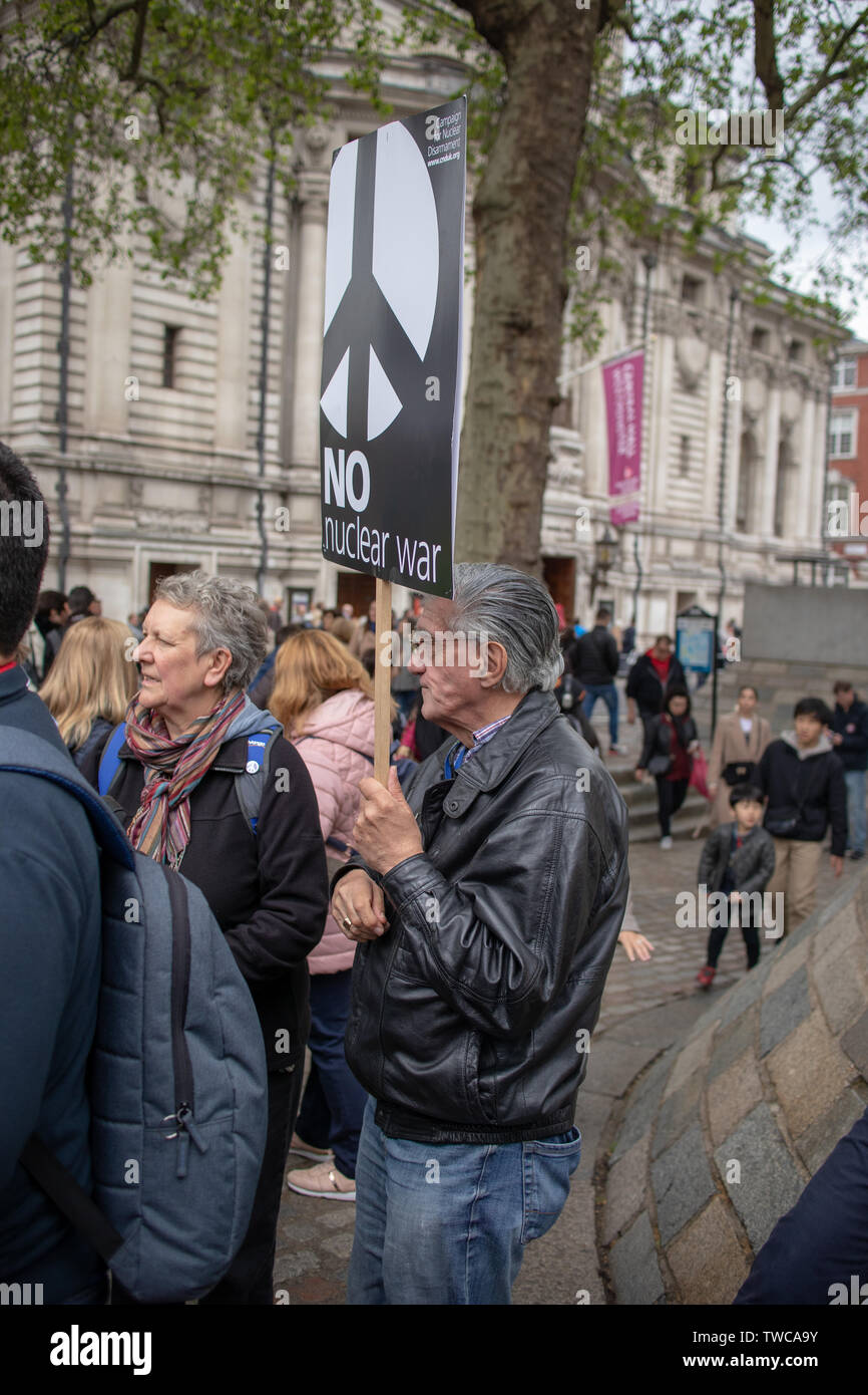 London, 3rd May, 2019 - Crowds holding CND anti-Nuclear signs in ...