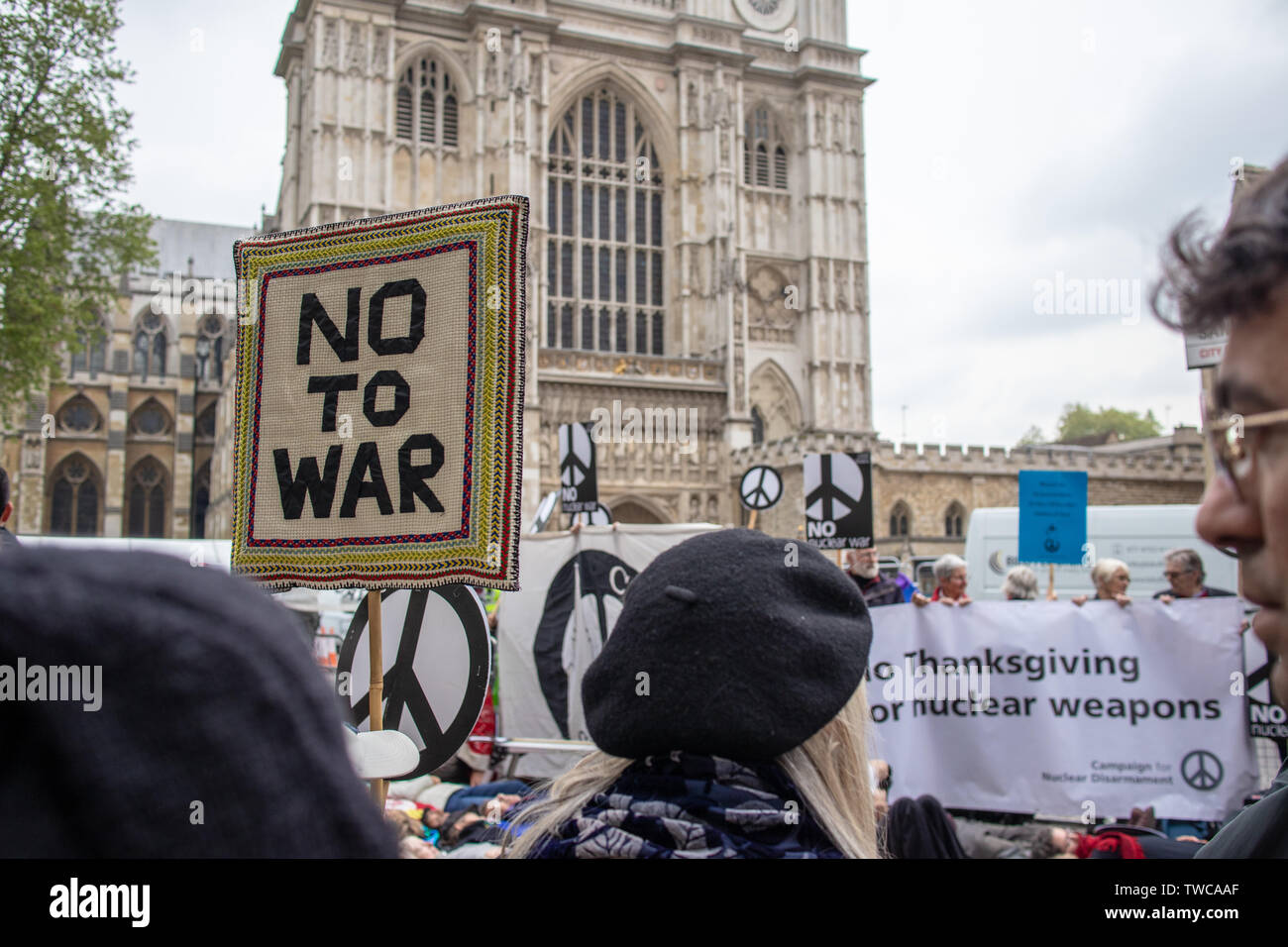 London, 3rd May, 2019 - Crowds holding CND anti-Nuclear signs in ...