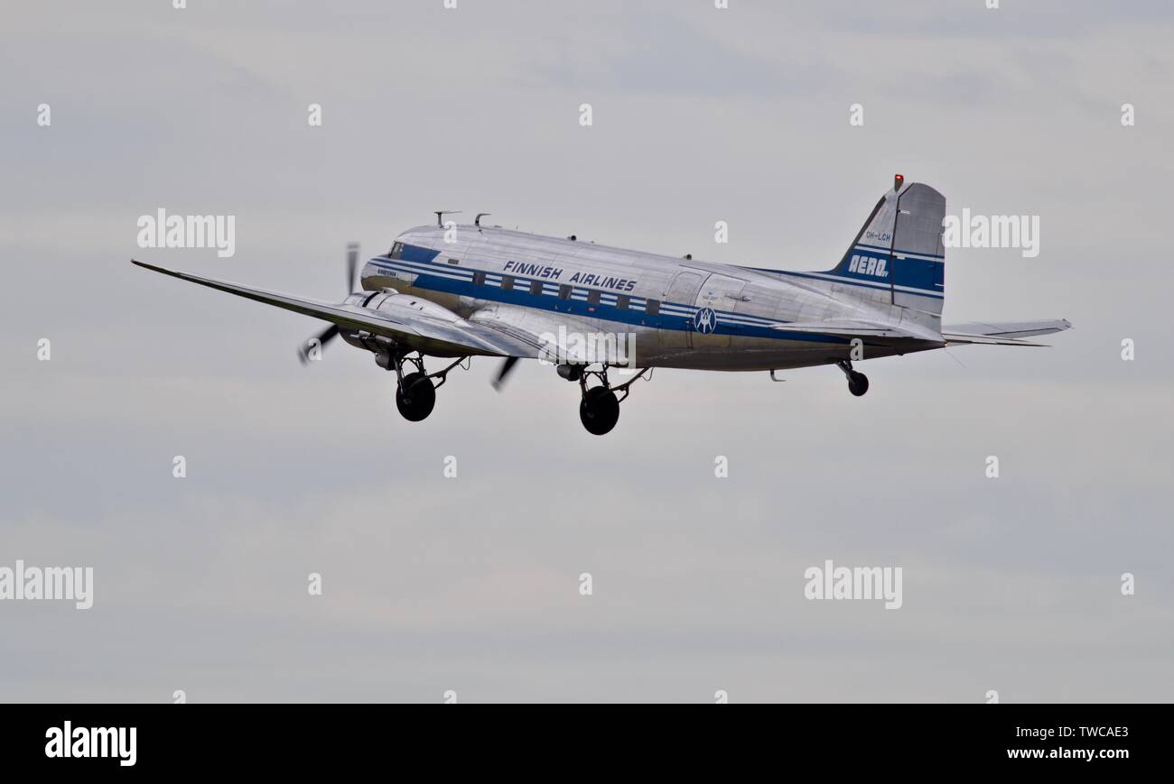 Finnish Airlines DC-3 Dakota at the Daks over Normandy Airshow, Duxford ...