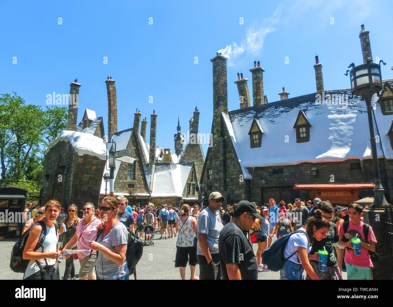 Orlando, Florida, USA - May 09, 2018: People going at The Wizarding ...
