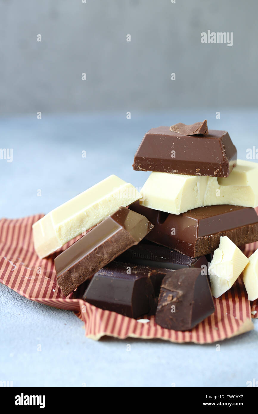 confectionery chocolate bars on the table Stock Photo - Alamy