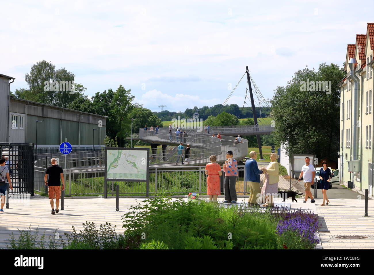 Steel ropes of cable-stayed Footbridge in Frankenberg in Saxony ...