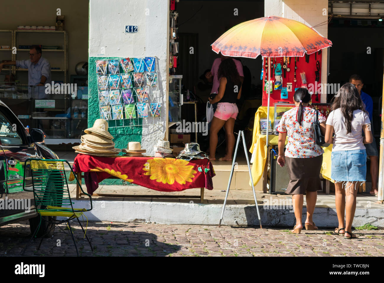 Shops using the street to showcase their products in the historic ...