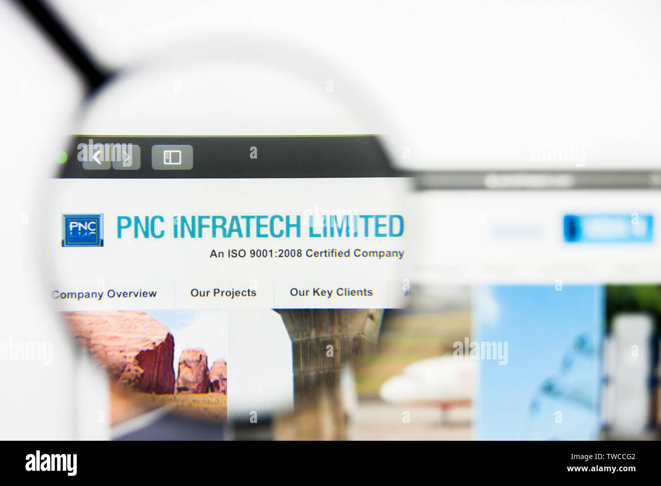 New York, New York State, USA - 19 June 2019: Illustrative Editorial of PNC Infratech website ...