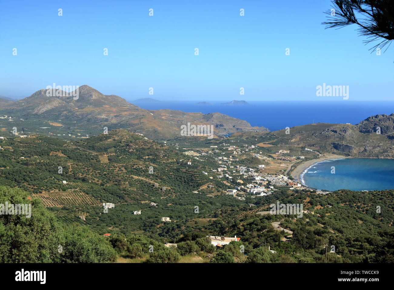 Crete island, beautiful beach and fishing village Plakias. Greece Stock ...