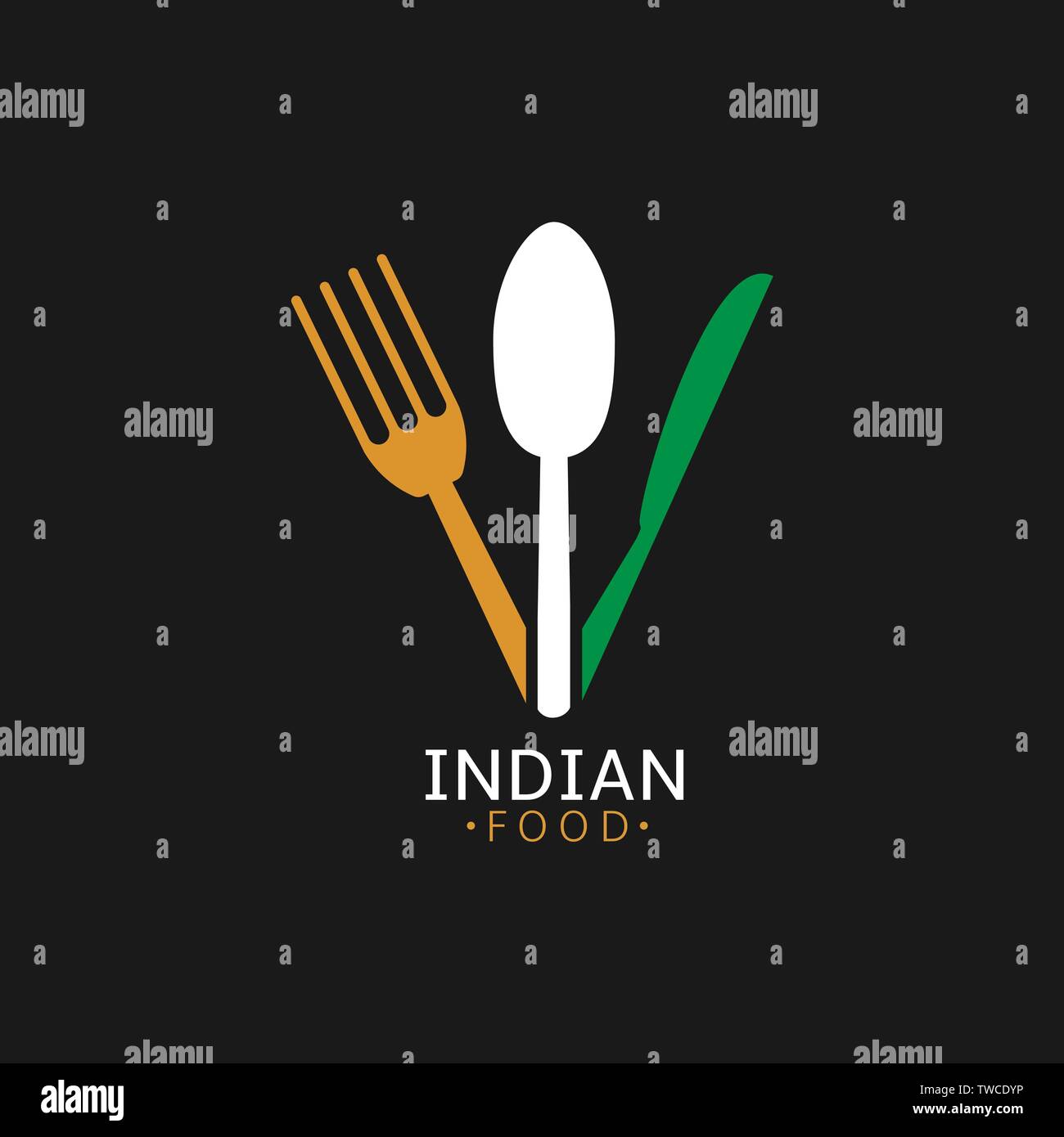 Indian food icon. Indian flag symbol Spoon fork and knife icons Stock ...