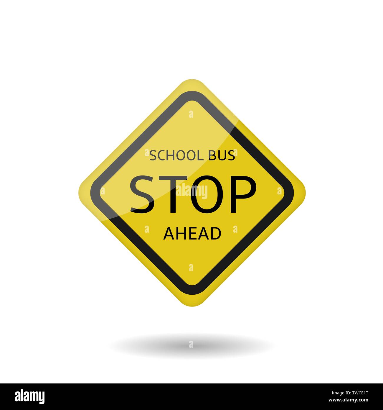 School bus stop ahead sign. Yellow warning sign icon, Vector ...