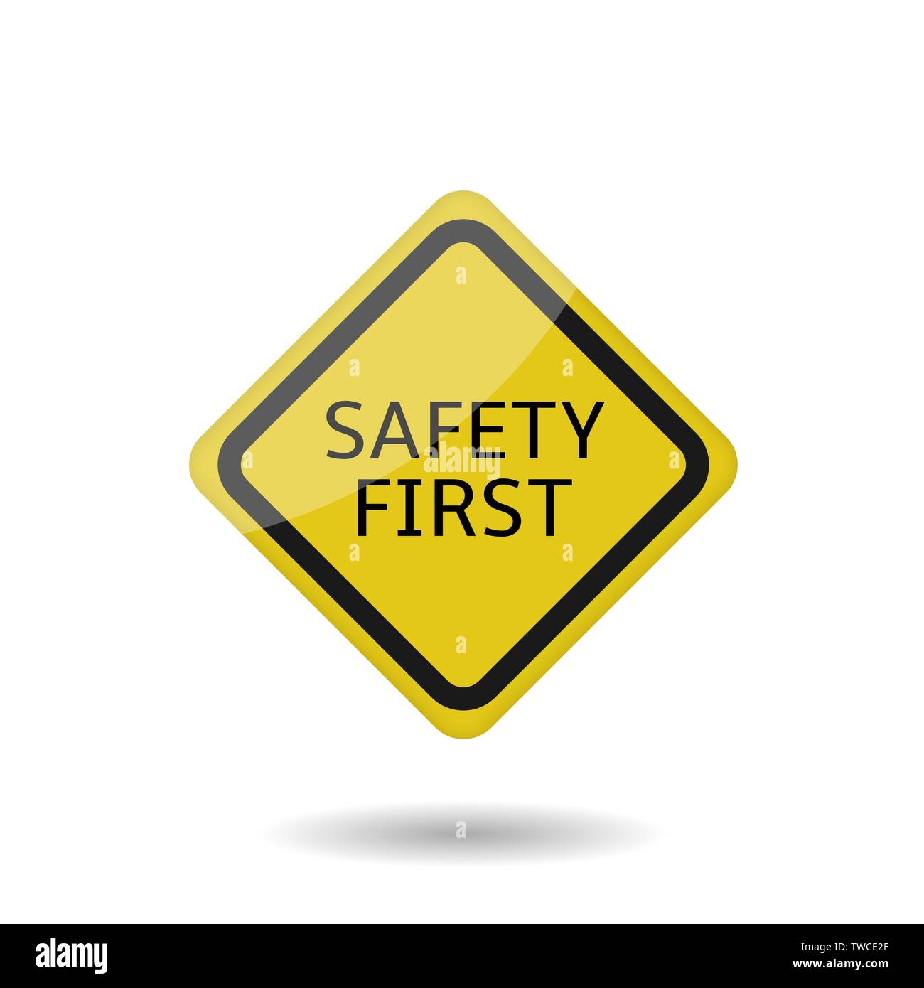 Yellow Safety first road warning sign. Vector illustration Stock Vector ...