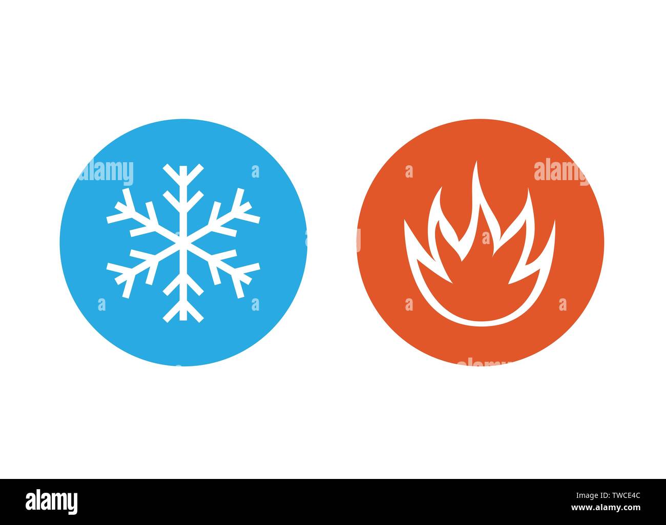 Snowflake and fire icons. Cold and hot signs Stock Vector Image & Art ...