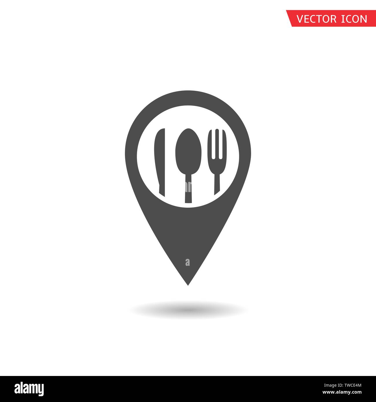 Spoon knife and fork map pin icon. Vector illustration Stock Vector ...