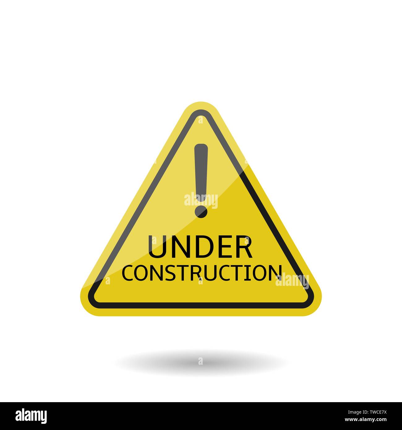 Yellow Under construction icon isolated. Exclamation mark Vector ...
